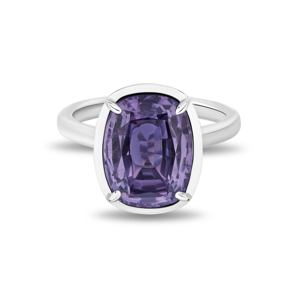 Cushion-Cut Violet Spinel Bezel Ring - 6.54ct TW - Eshed